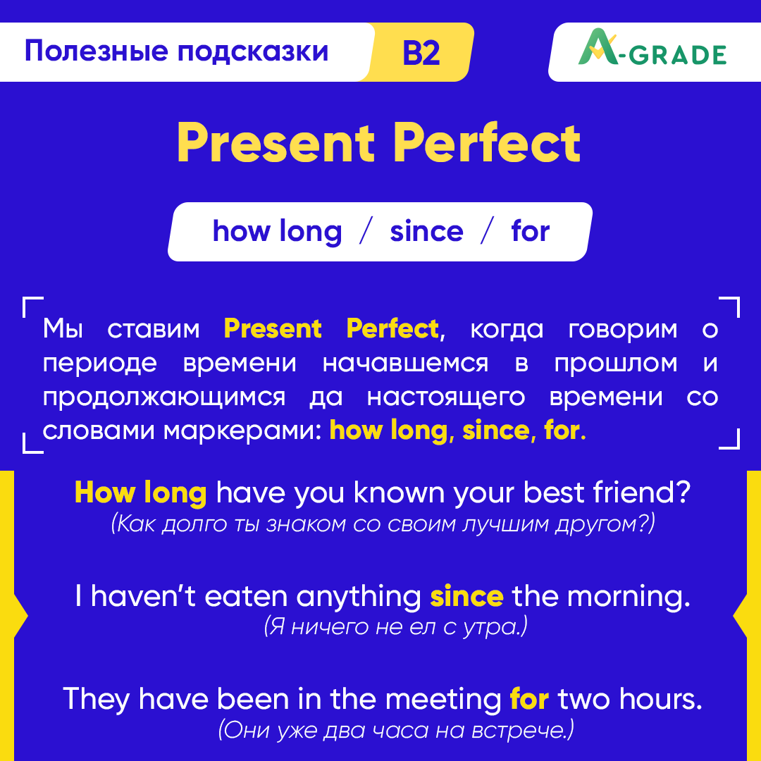 Present Perfect слова маркеры